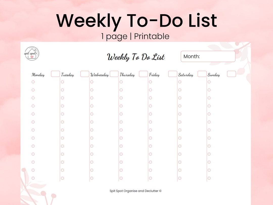 Weekly To-do List, Weekly Planner, Desk Planner, To-do List, Weekly ...