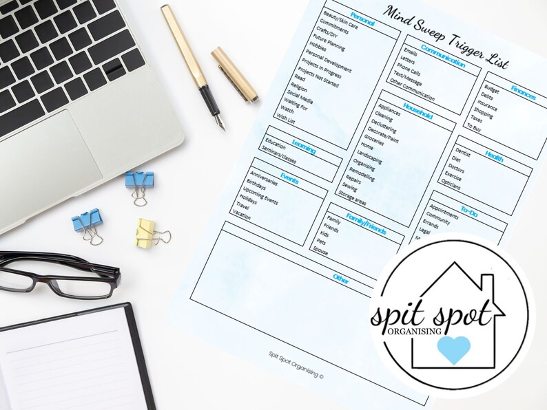 Mind Sweep Trigger List, Brain Dump, Planning, Productivity, Planner ...