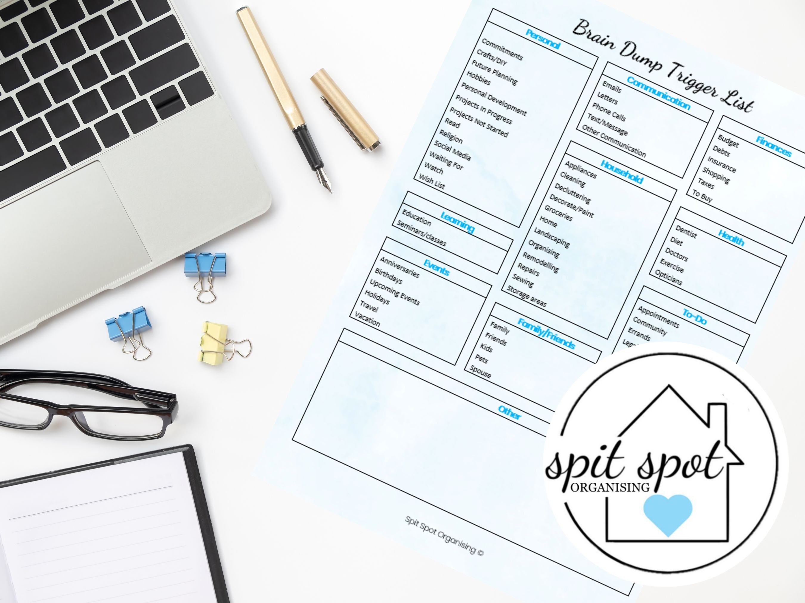 Brain Dump Trigger List, Mind Sweep, Planning, Productivity, Planner ...