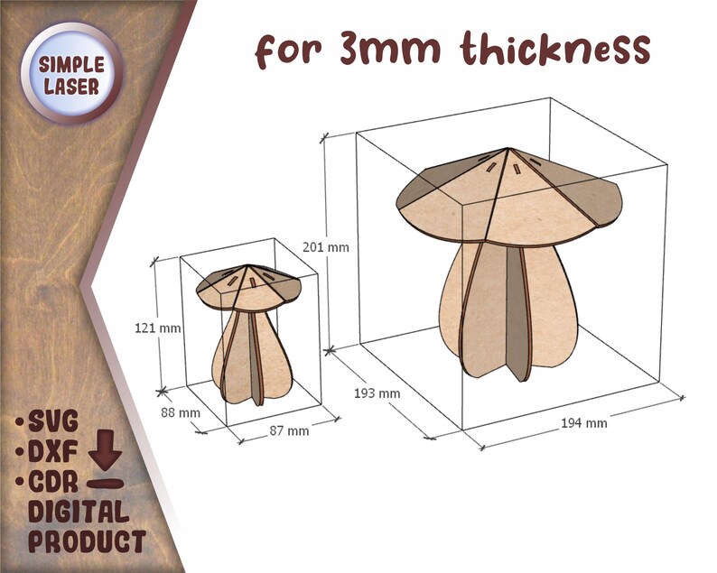 3D Mushroom Decor Svg, Layered Mushroom Laser Cut Files, Wood Mushroom ...
