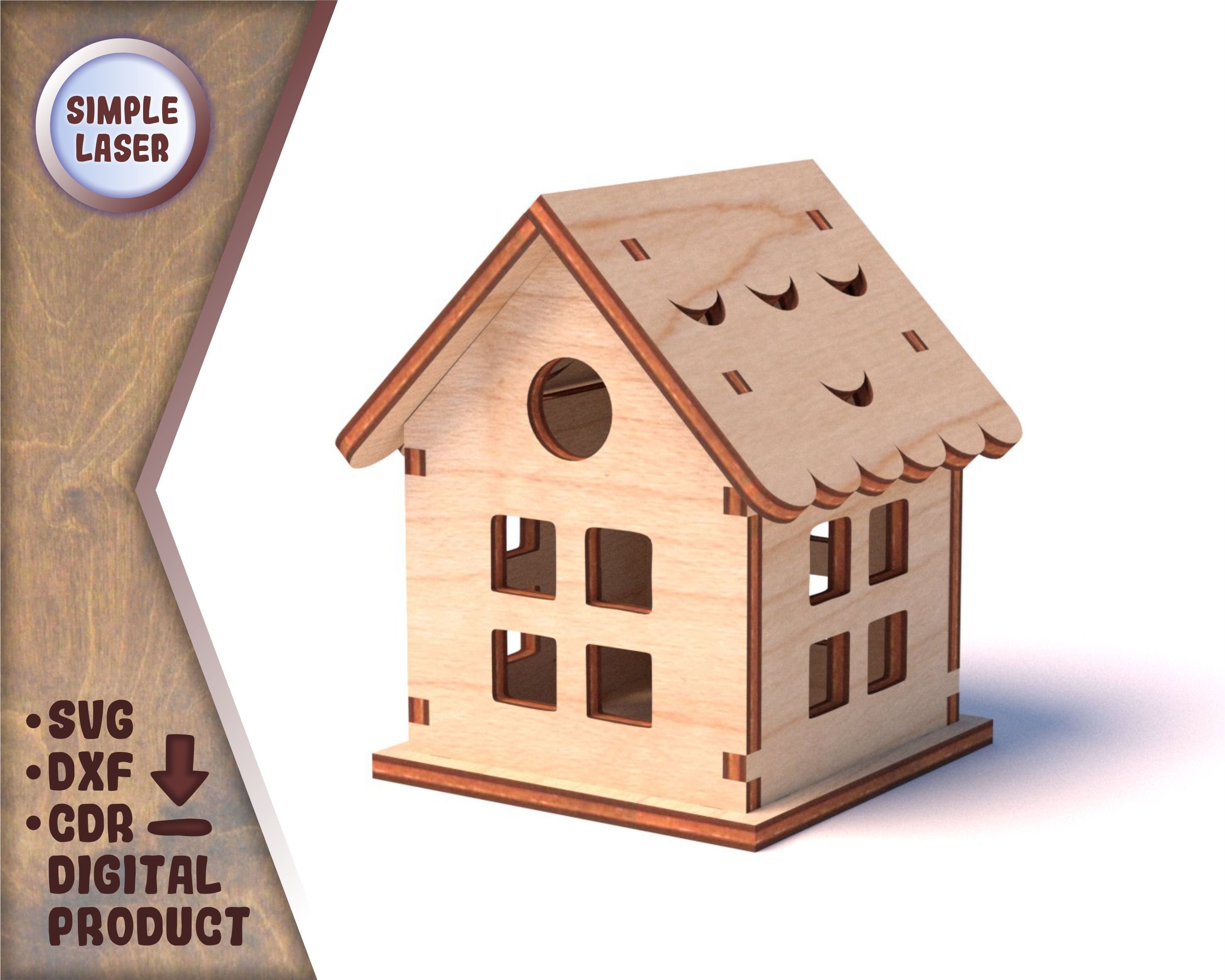 Simple House Files for Laser Cutting and Engraving in SVG, DXF, CDR ...