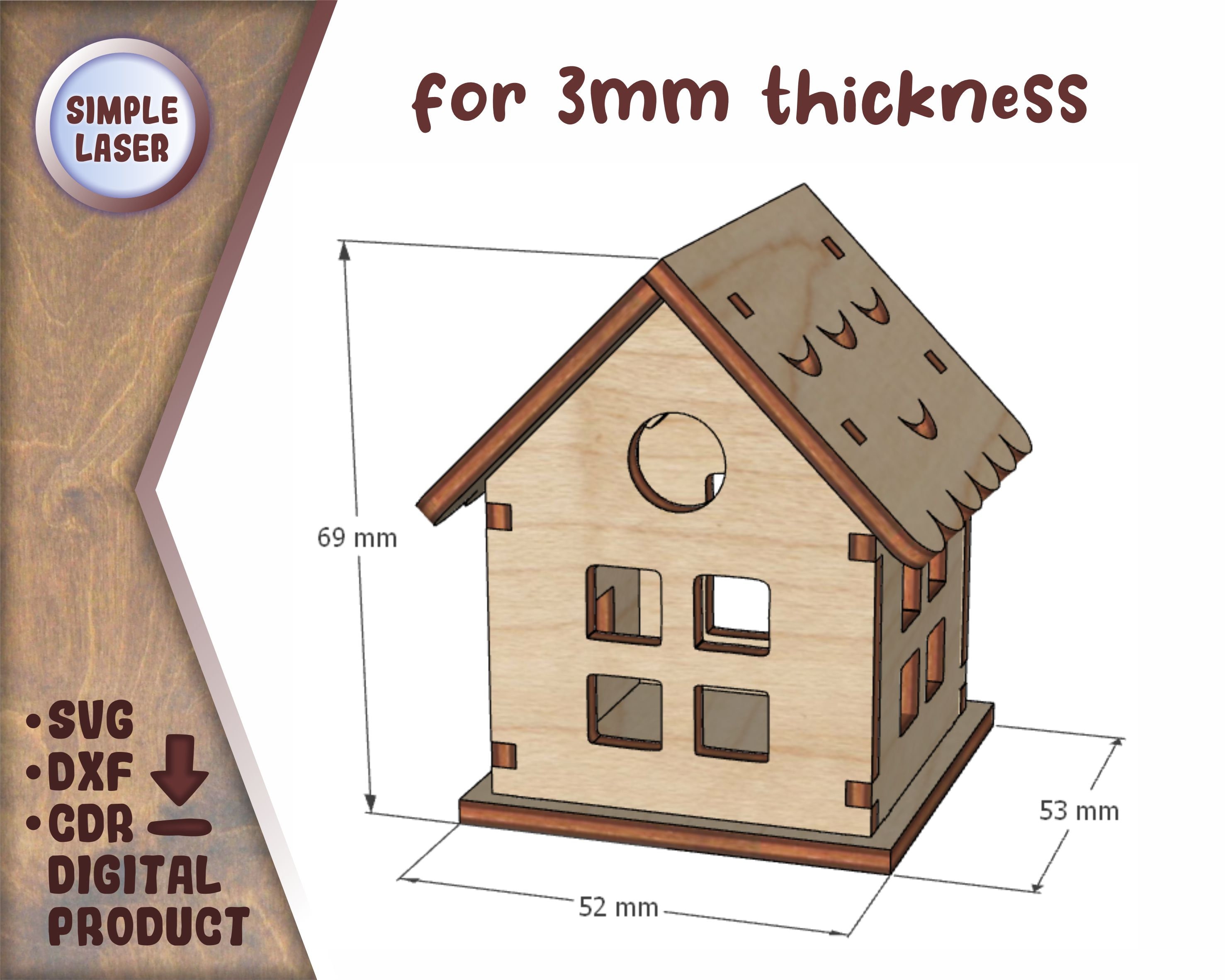 Simple House - Files for Laser Cutting and Engraving in SVG, DXF, CDR ...