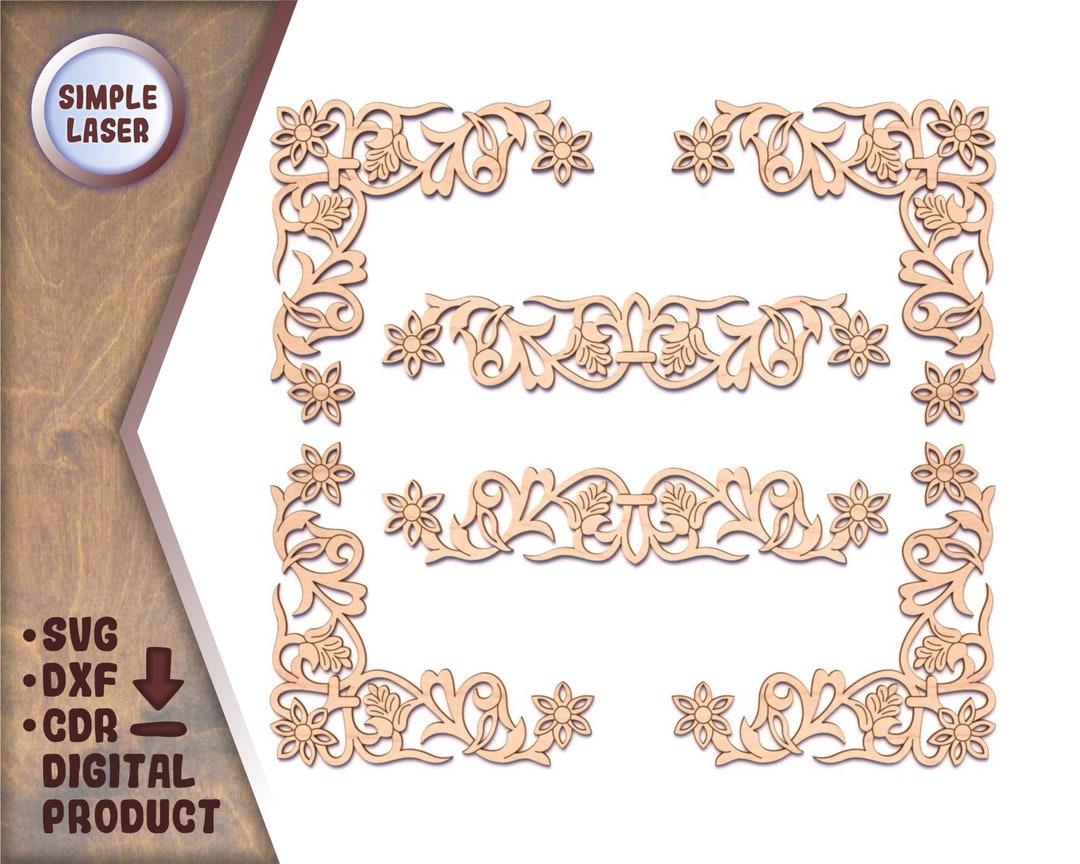 Border Pattern - Files for Laser Cutting and Engraving, SVG DXF Corner ...