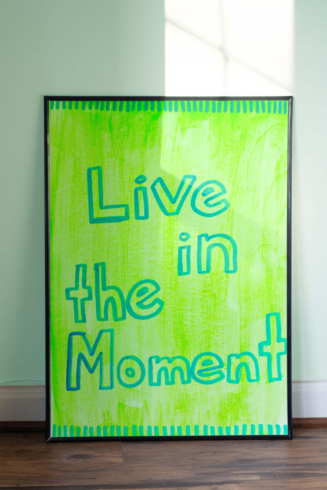 Lime "live in the Moment" Quote Print, Green Wall Art, Inspirational ...