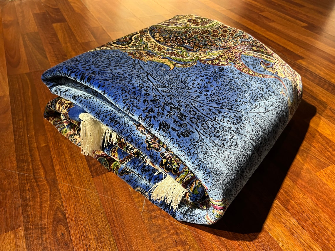 Blue Persian Luxury Silk Rug, 5X8 Ft Silk Rug,persian Pattern Rug,silk ...