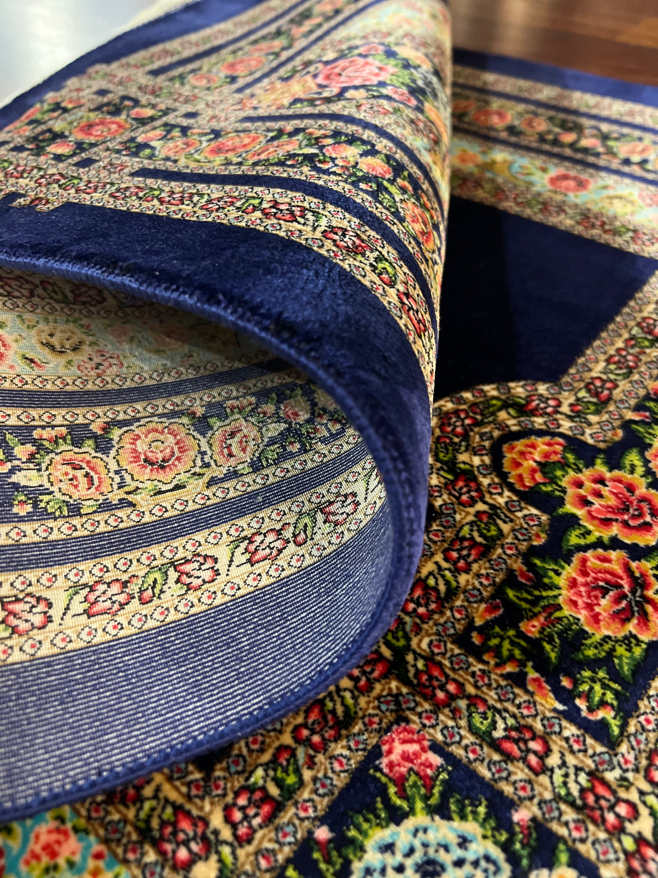 Persian Navy Blue Mini Silk Rug,2x3ft Mini Silk Rug, Mini Silk Rug,high ...