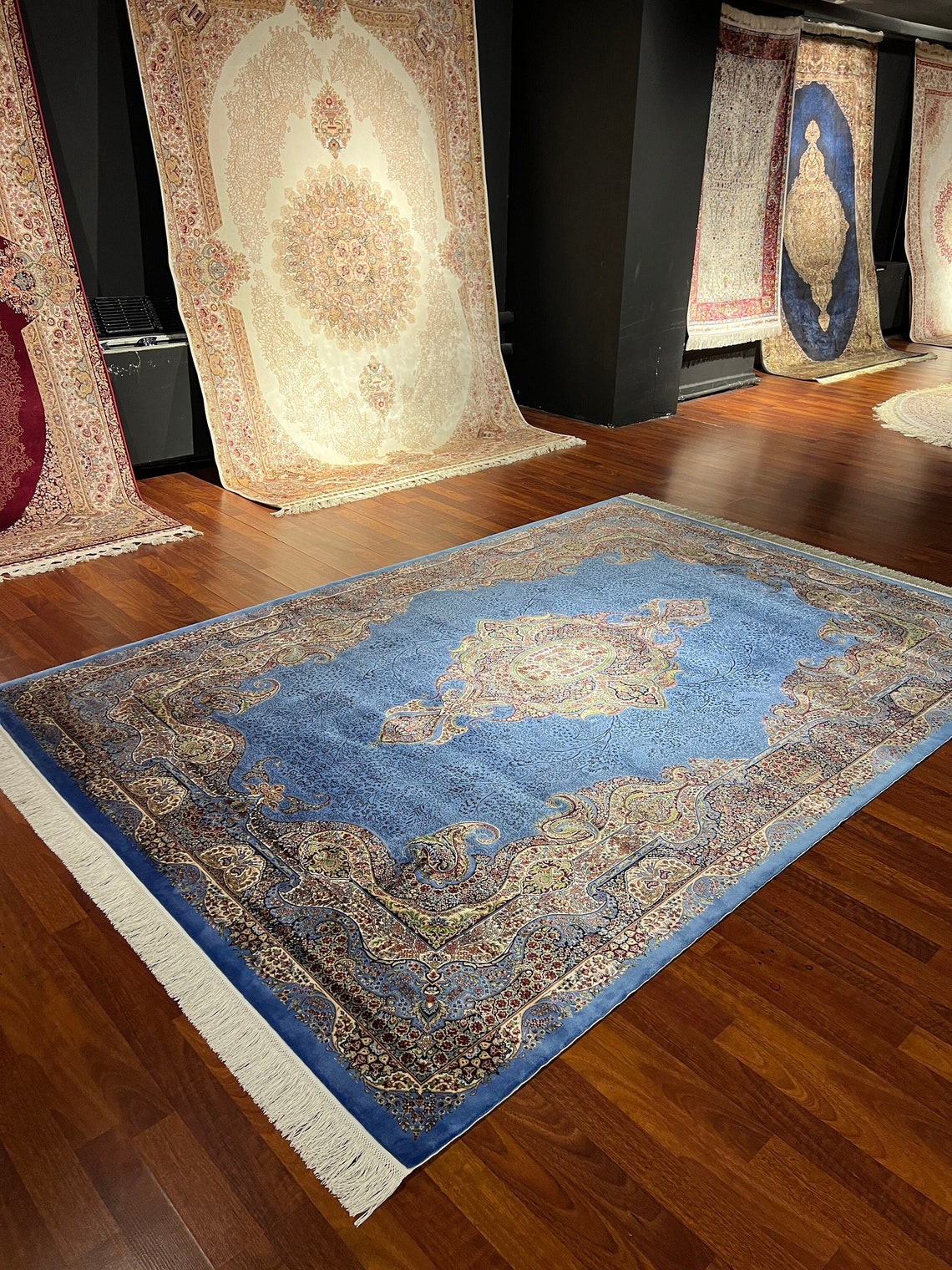 Blue Persian Luxury Silk Rug, 5X8 Ft Silk Rug,persian Pattern Rug,silk ...