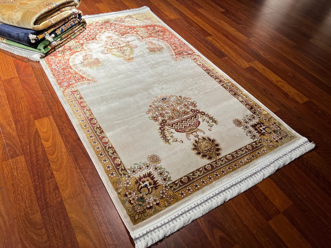 Luxury Muslim Prayer Rug,beige Gold Silk Prayer Mat, Prayer Mat,prayer ...