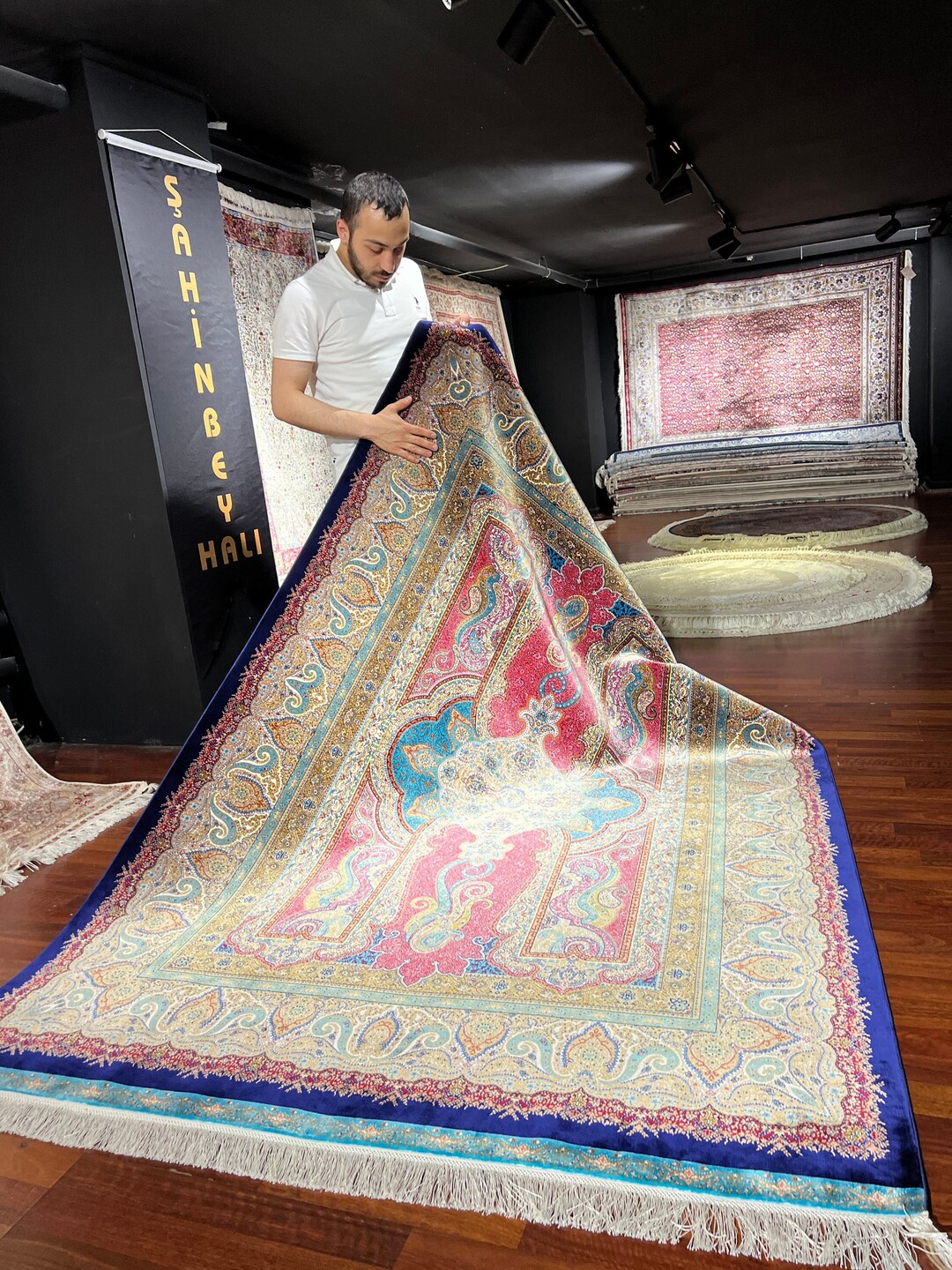 7x10ft Pink Blue Silk Rug, Oversize Rug, High Quality Rug,special Silk ...