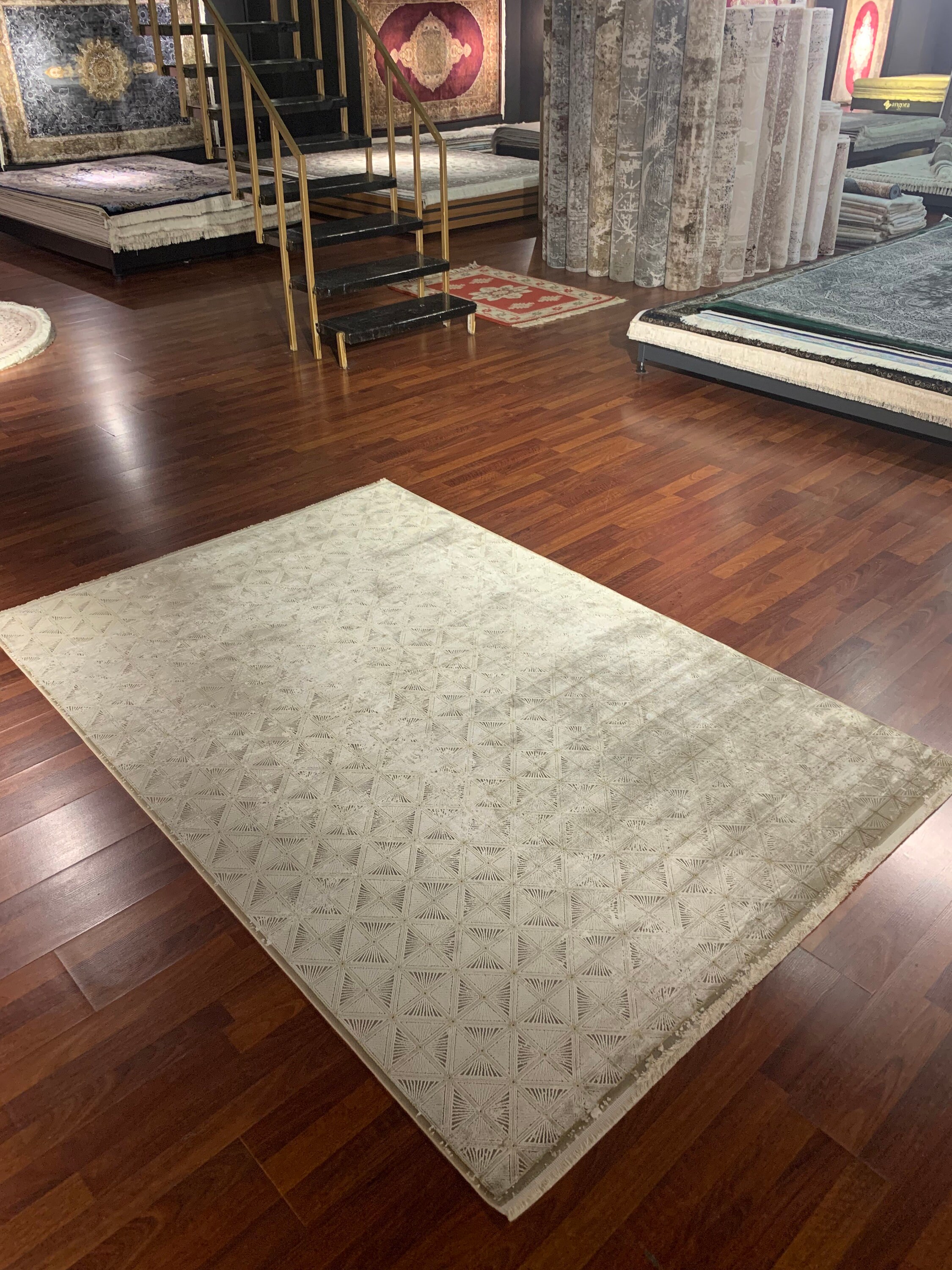 Modern Rug, Beige Gold 5x8 Rug, Bamboo Silk Rug, Home Decor, Kitchen ...