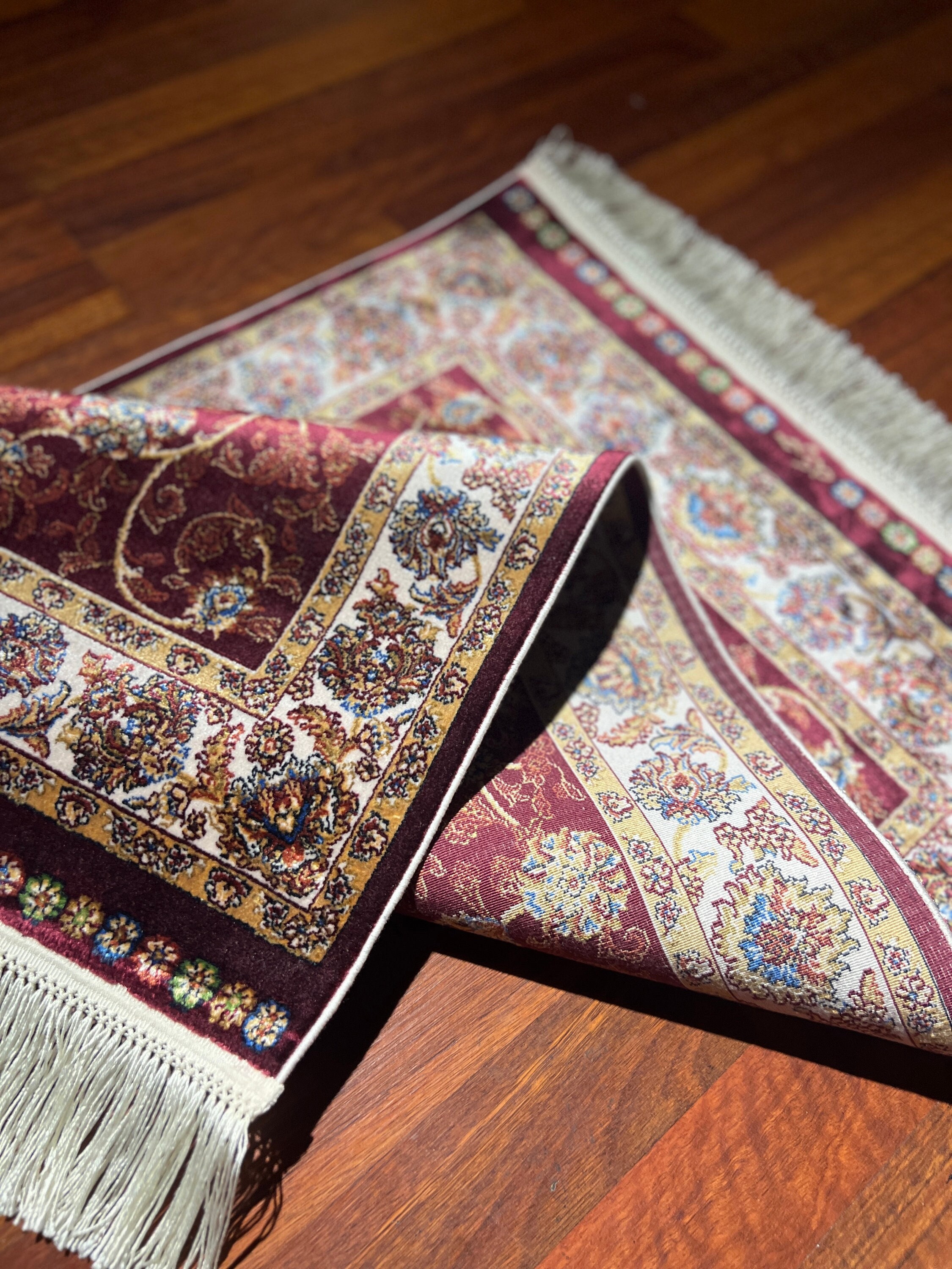 Red 2x3ft Mini Silk Rug,classic Silk Rug, Persian Design Silk Rug,high ...