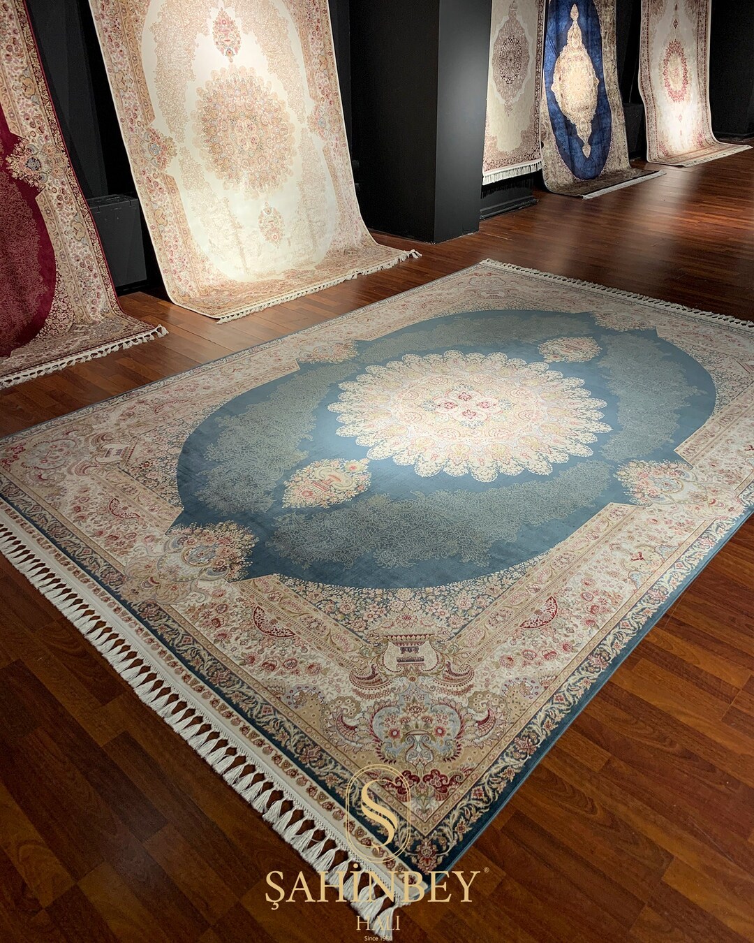 5x8ft Blue Silk Rug, Rug for Living Room, Authentic Silk Rug,luxury ...