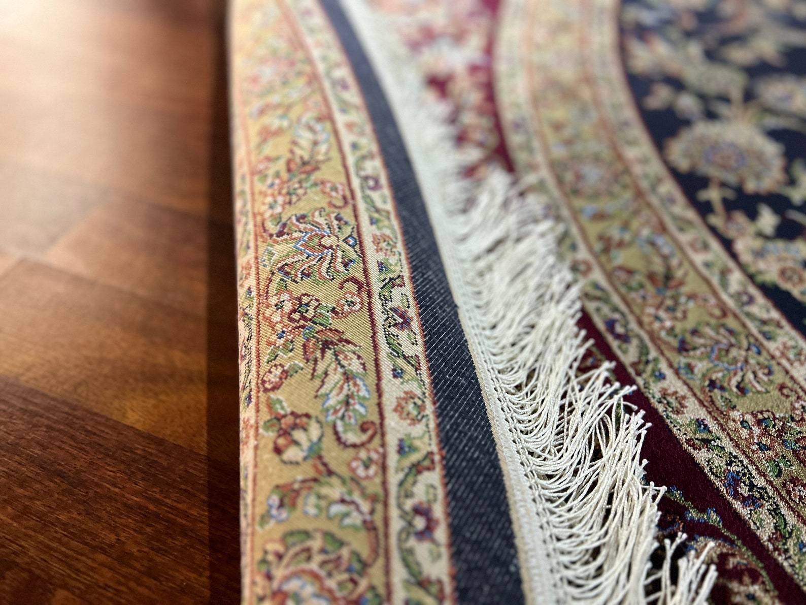 Red Blue Silk Circle Rug, Circle Rug 7x7, Round Rug Vintage, Circle ...