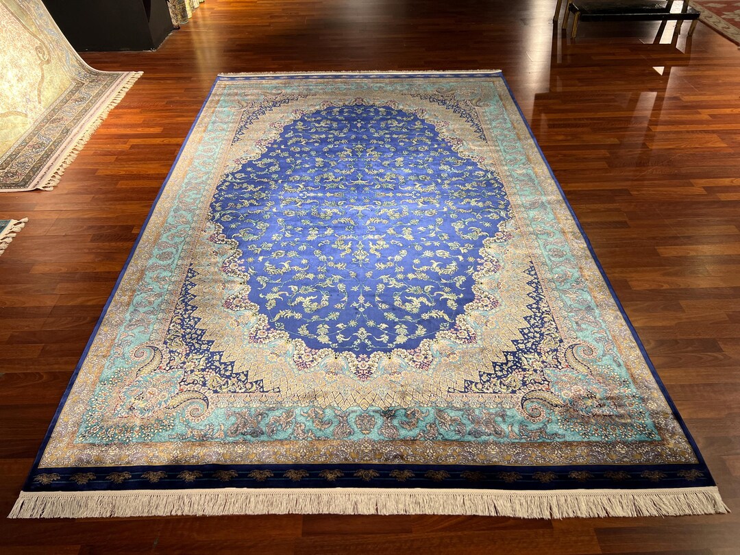 7x10 Ft Blue Silk Rug, Oversize Rug, High Quality Rug,special Carpet ...