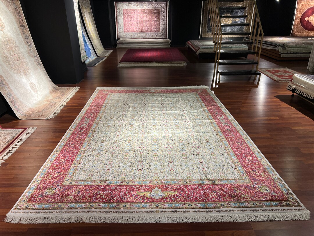 8X11 Floral Pattern Silk Rug, Luxury Silk Rug, Silk Rug, Authentic Area ...