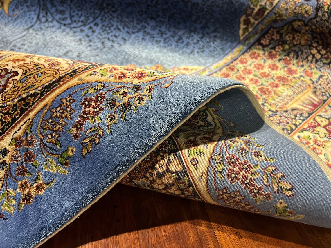 Blue Persian Luxury Silk Rug, 5X8 Ft Silk Rug,persian Pattern Rug,silk ...
