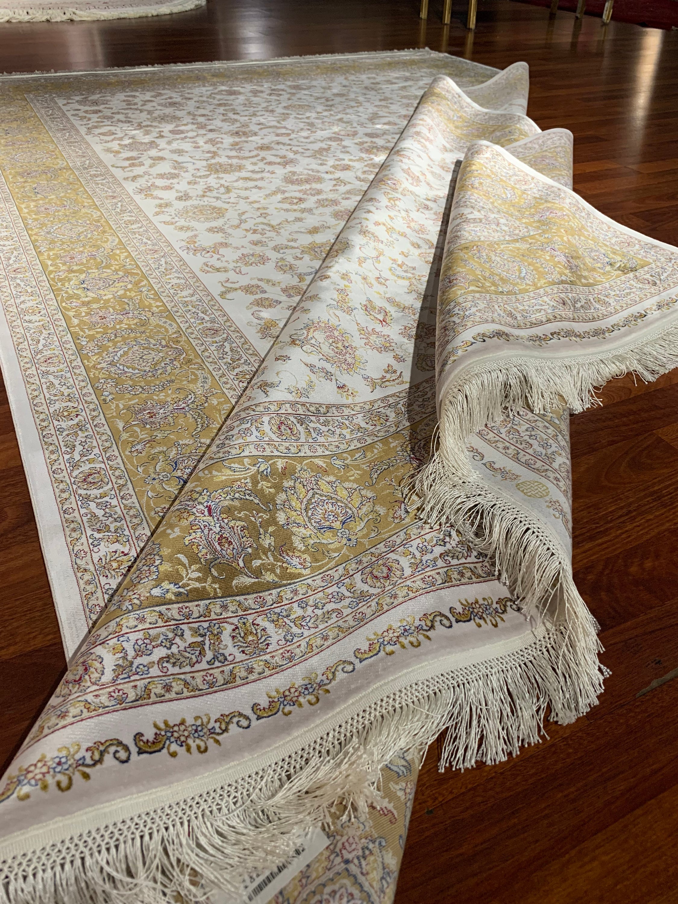 Luxury Silk Rug, 7X10 Ft Gold Beige Silk Rug,persian Pattern Rug,silk ...