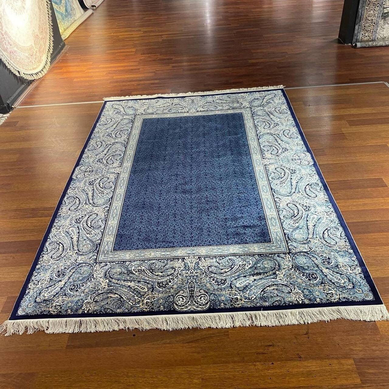 7x10 Blue Silk Rug, Oversize Rug, High Quality Rug, Carpet for Living ...