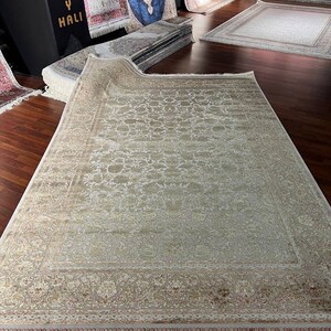 7x10 Gold Embroidered Silk Carpet, Carpet for Living Room, Palace Silk ...