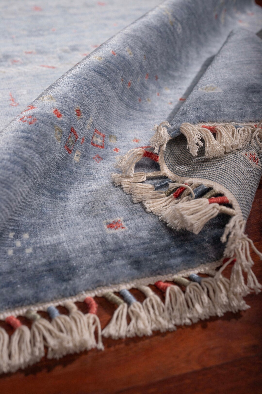 4.27x6.23ft Blue Lint Free and Easy to Clean Rug, Authentic Patterned ...