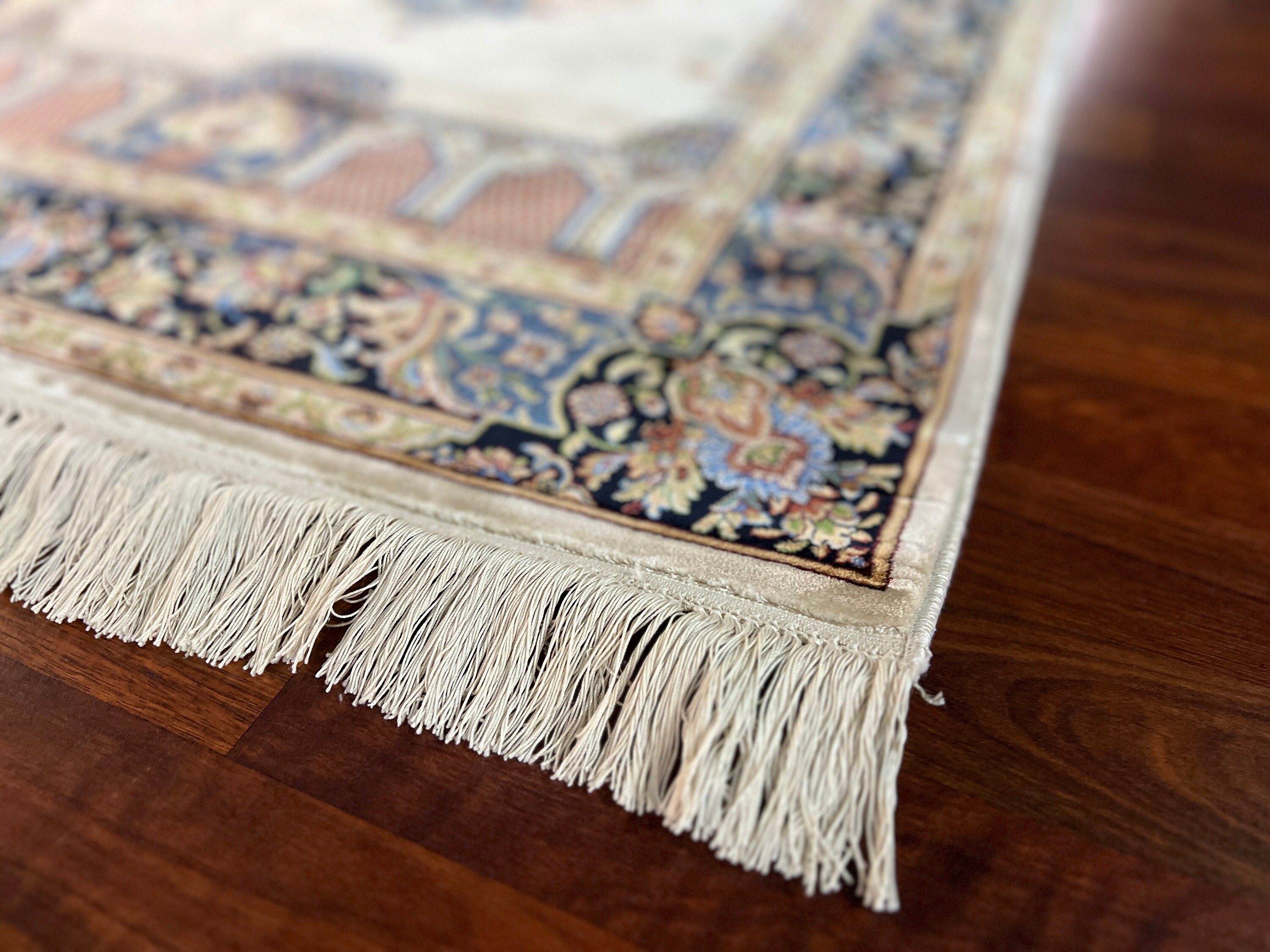 Cream Beige Silk Prayer Mat, Luxury Muslim Prayer Rug, Islamic Prayer ...