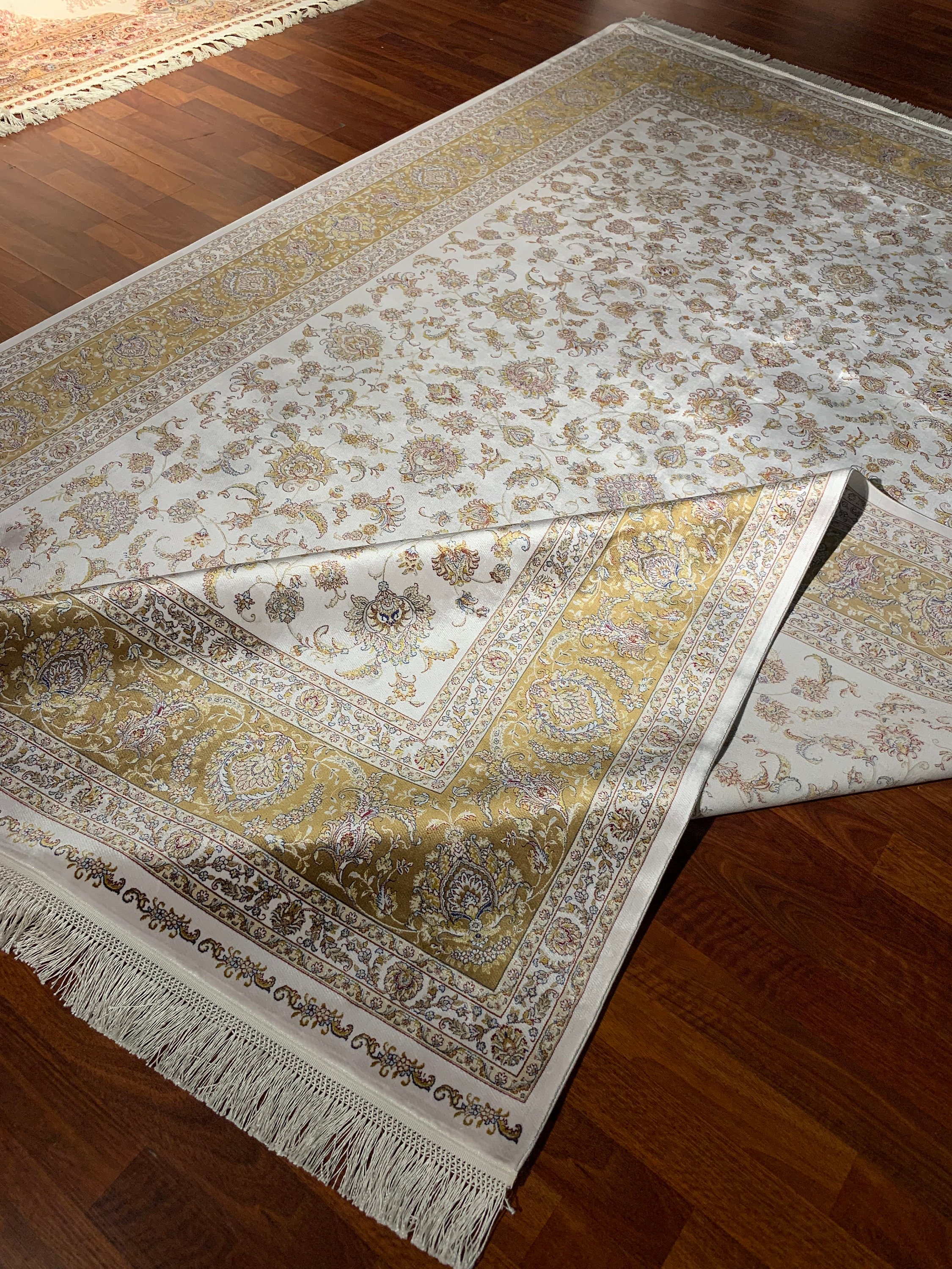 Luxury Silk Rug, 7X10 Ft Gold Beige Silk Rug,persian Pattern Rug,silk ...