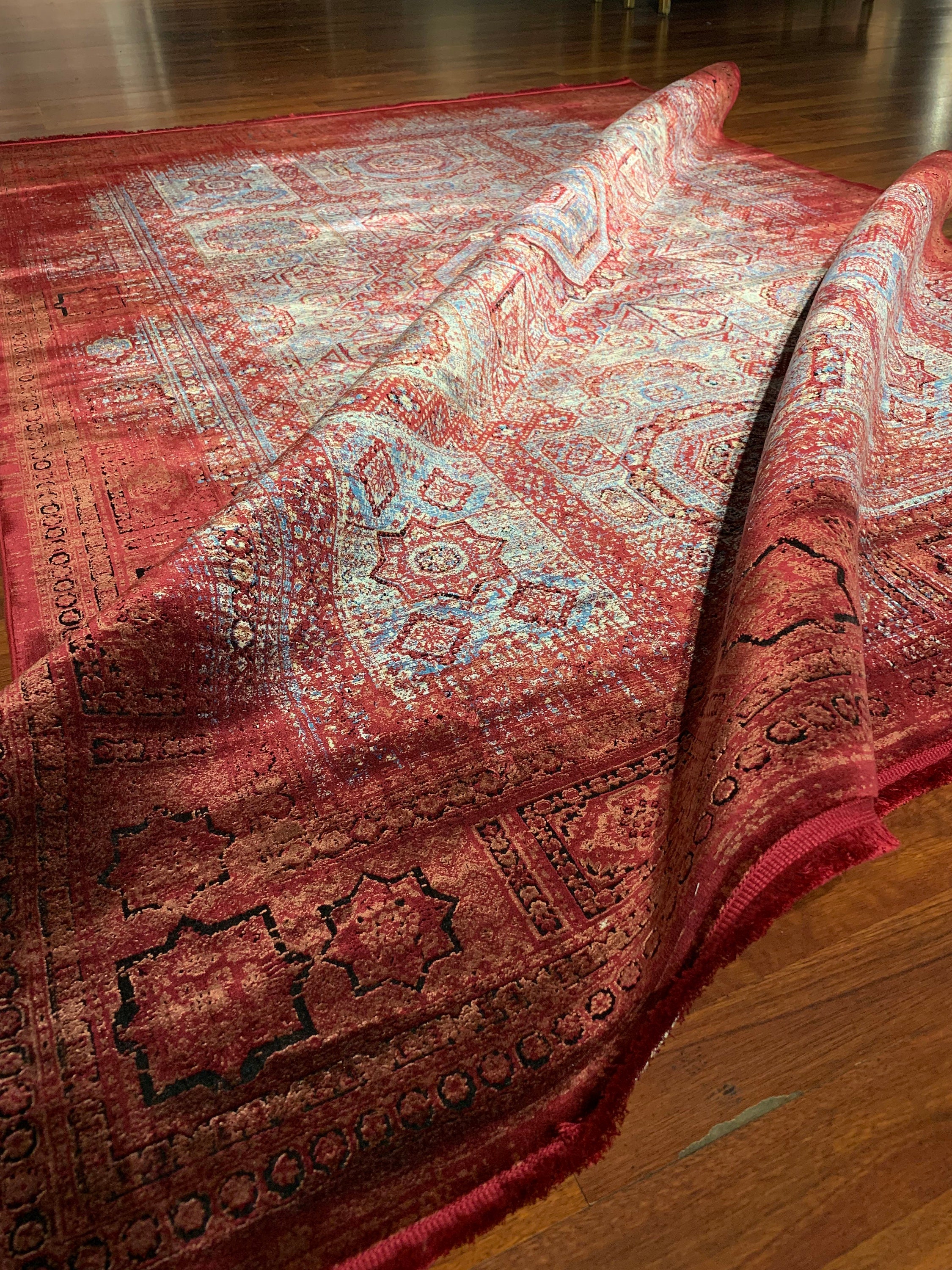 5x8 Ft Persian Red Silk Rug, Living Room Bamboo Rug,5x8 Silk Rug, Super ...