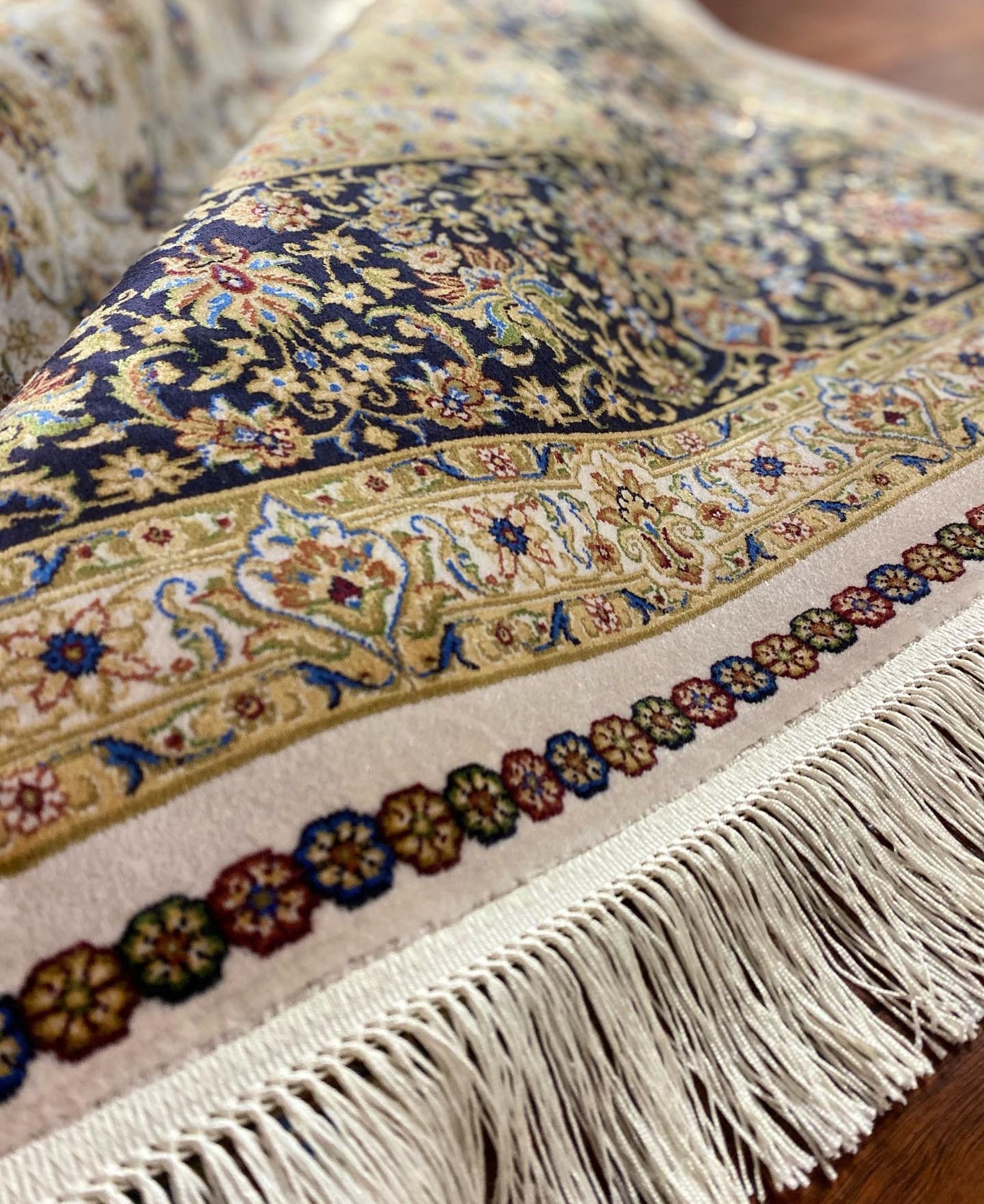 7 X 10 Gold Beige Silk Rug, Carpet for Living Room, Palace Silk Rug ...