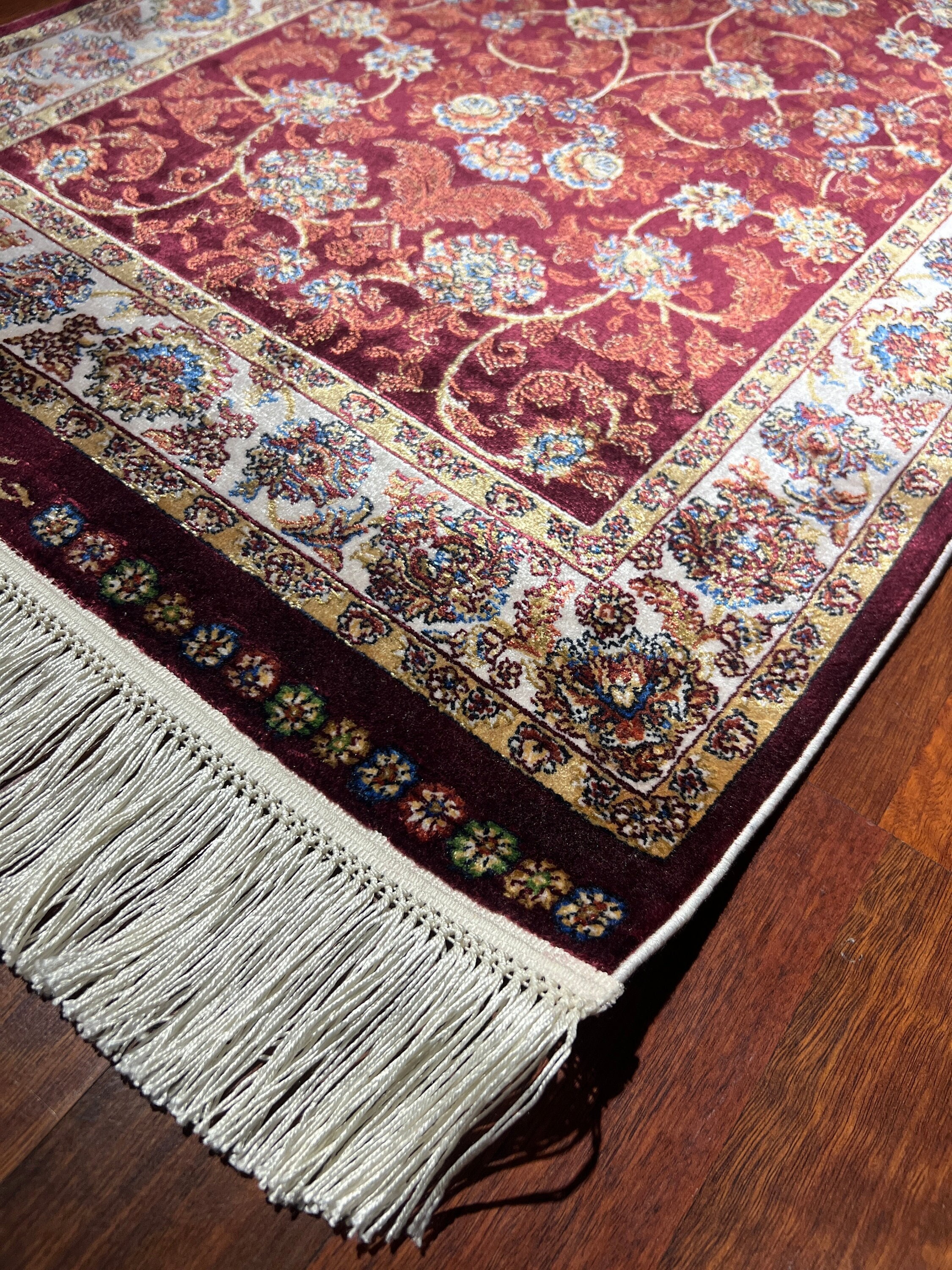 Red 2x3ft Mini Silk Rug,classic Silk Rug, Persian Design Silk Rug,high ...