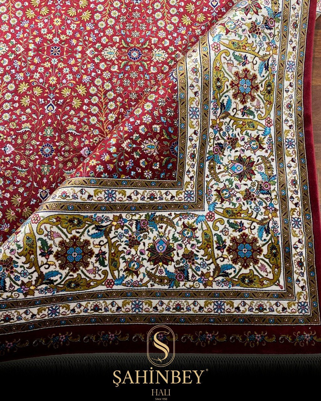 5X8 Ft Red Beige Silk Rug, Rug for Living Room, Palace Silk Rug, Flower ...