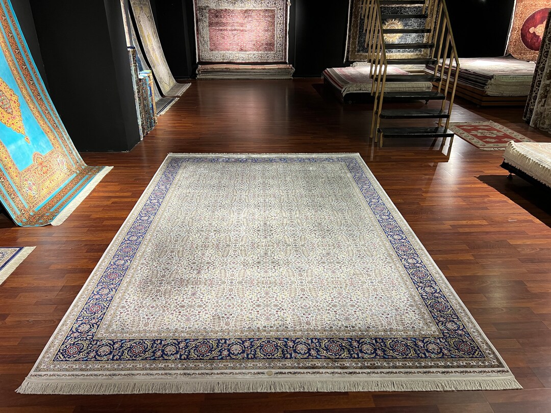 8X11 Floral Pattern Silk Rug, Luxury Silk Rug, Silk Rug, Authentic Area ...