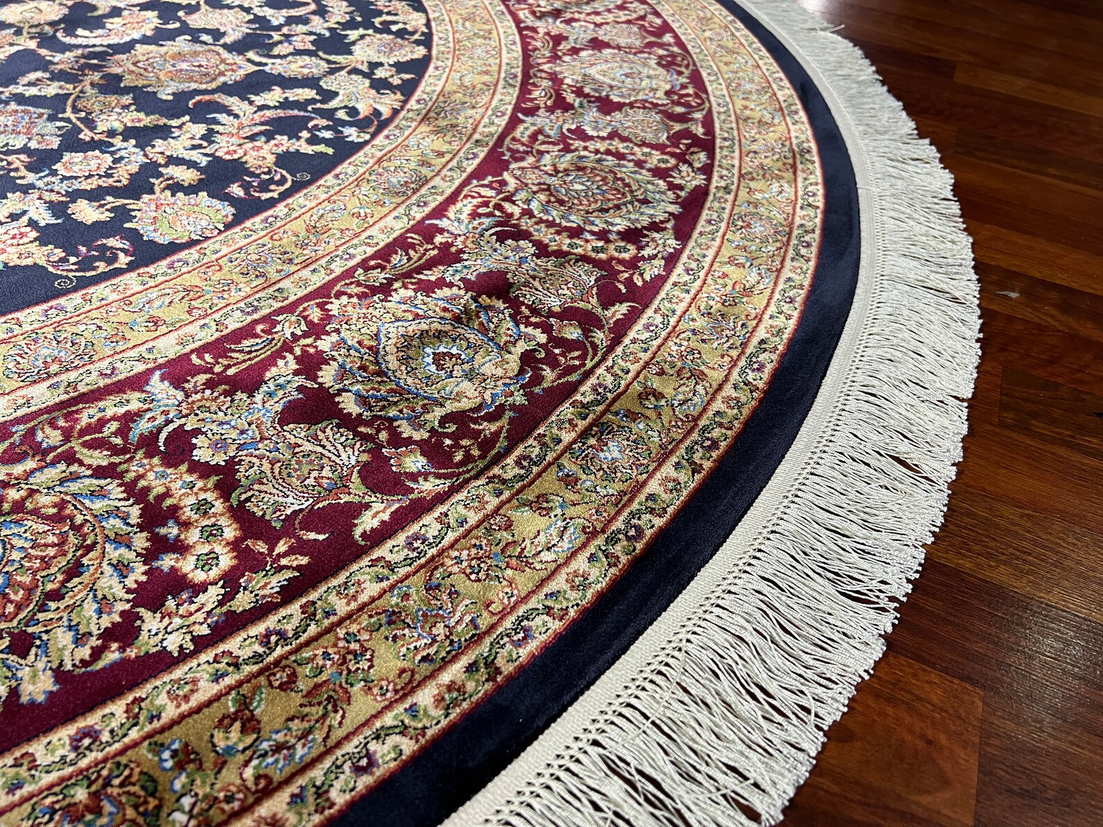 Red Blue Silk Circle Rug, Circle Rug 7x7, Round Rug Vintage, Circle ...