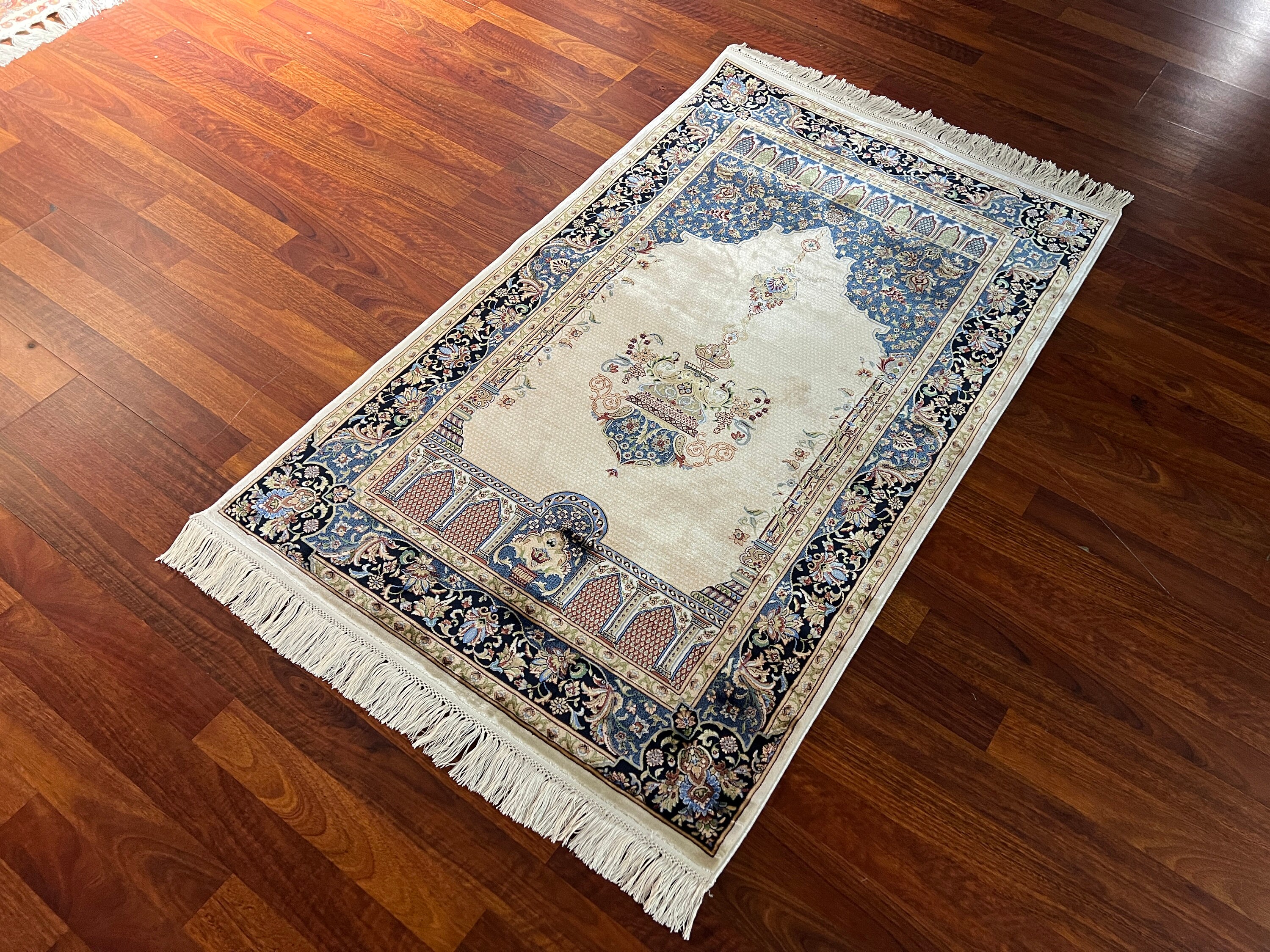 Cream Beige Silk Prayer Mat, Luxury Muslim Prayer Rug, Islamic Prayer ...