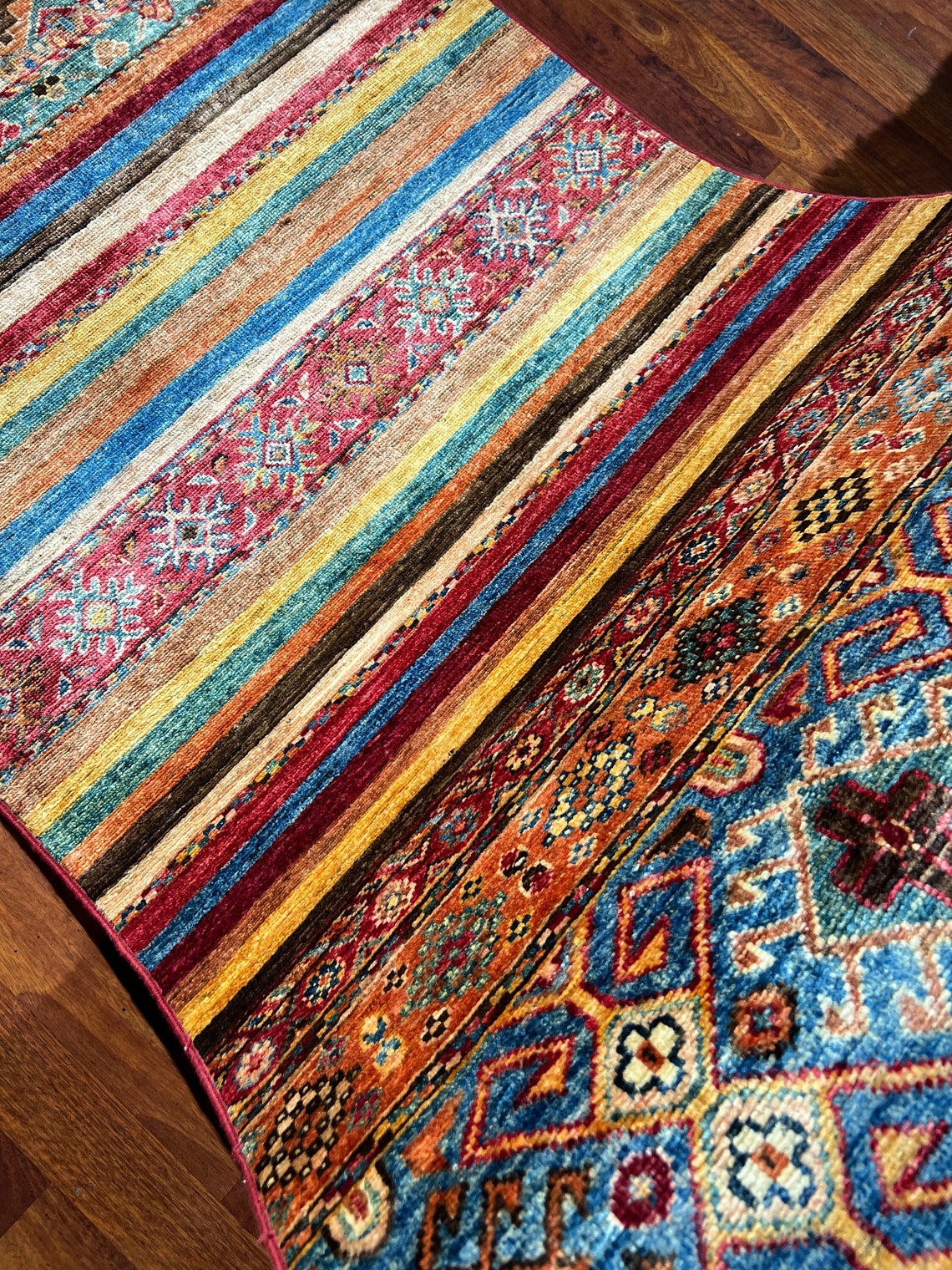 3x8 Multi Color Turkish Shawl Rug, Handmade Turkish Rug, Hand Knotted ...