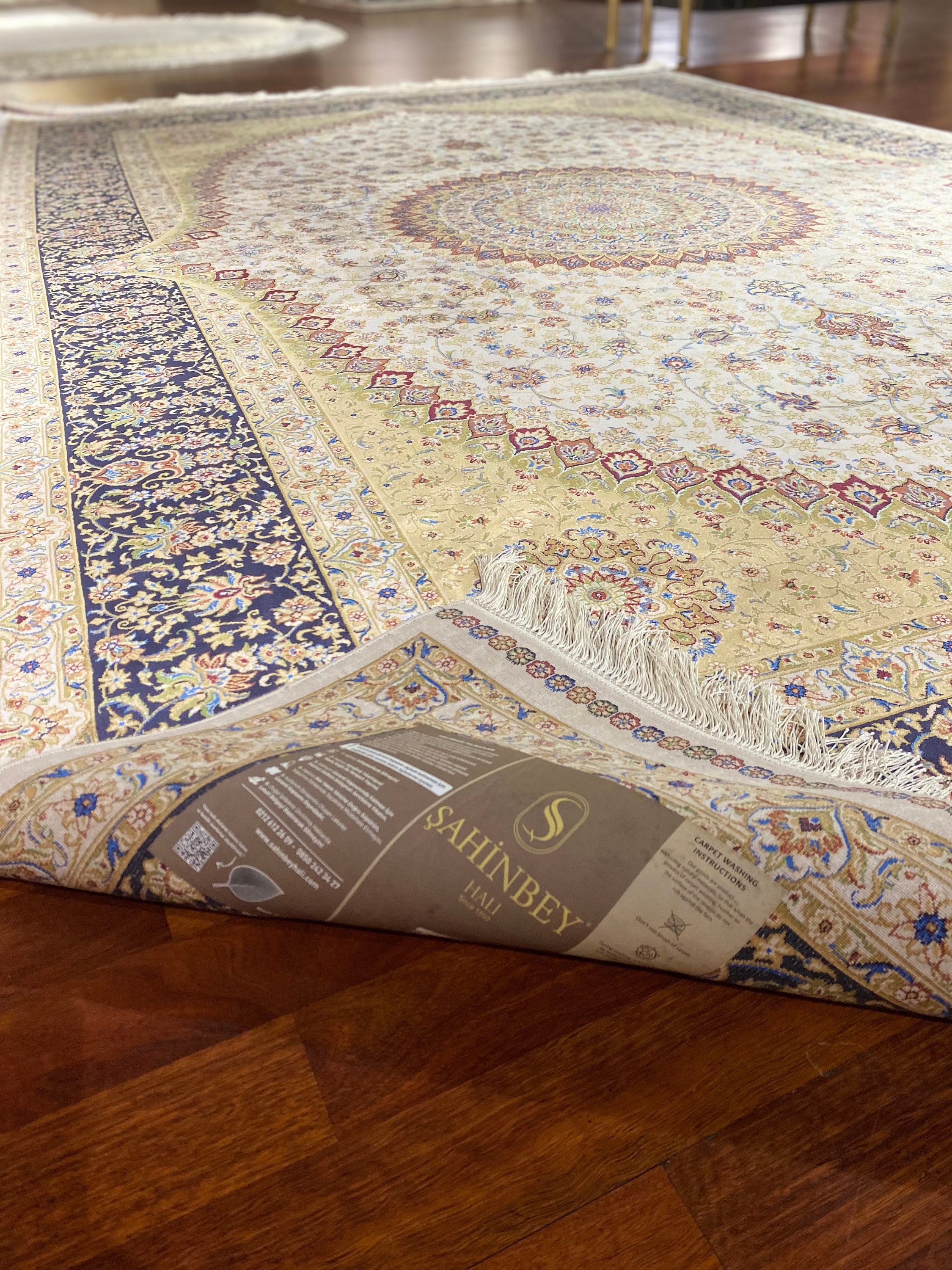 7 X 10 Gold Beige Silk Rug, Carpet for Living Room, Palace Silk Rug ...