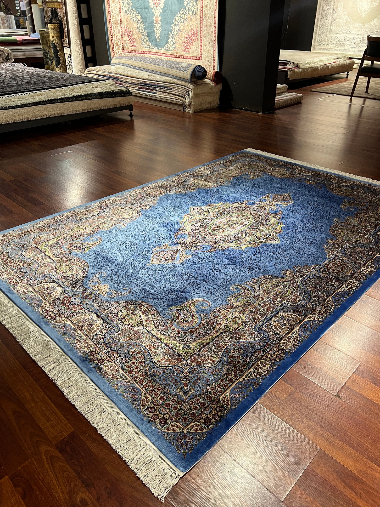 Blue Persian Luxury Silk Rug, 5X8 Ft Silk Rug,persian Pattern Rug,silk ...
