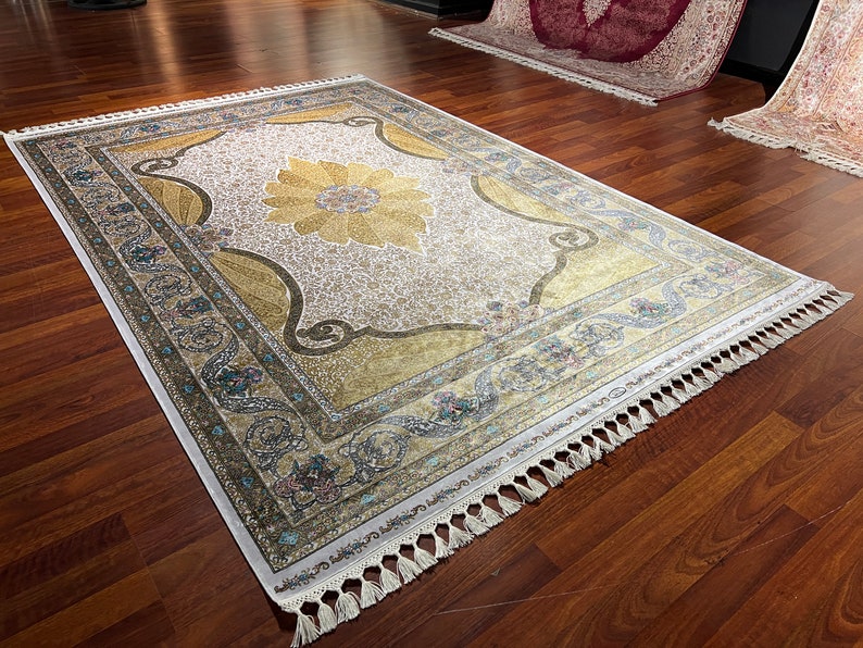 Premium Persian Design Silk Rug, 5x8ft Luxury Silk Rug Authentic Rug ...