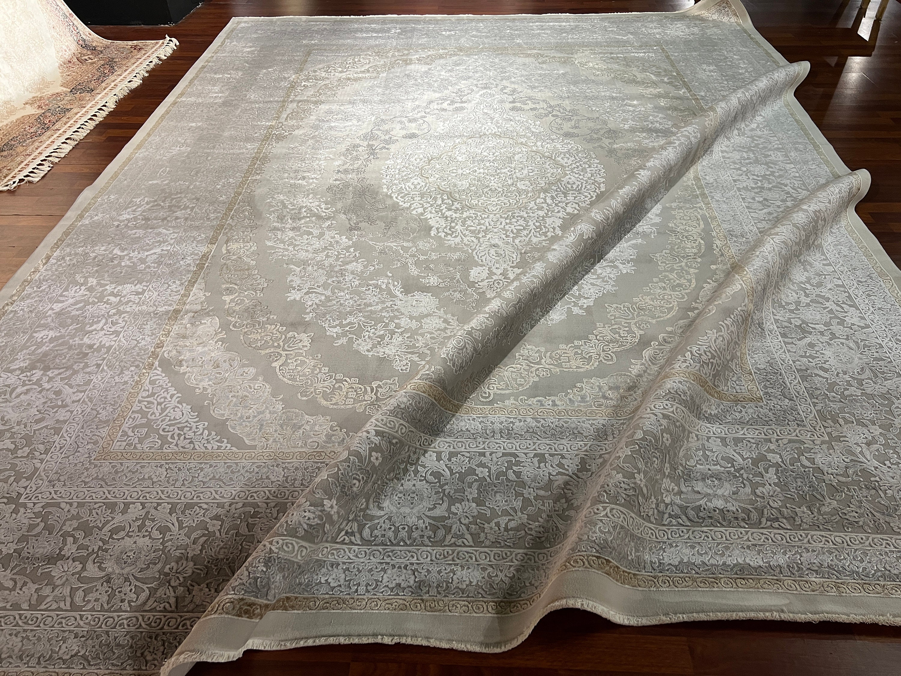 10x13ft Oversize Silk Rug, Carpet for Living Room, Kashmıre Silk Rug ...