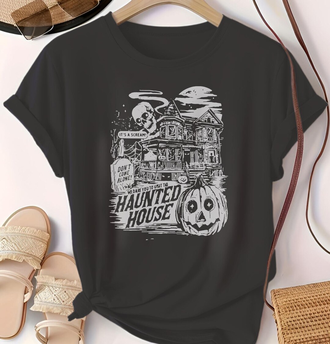 Haunted House Shirt, Comfort Colors Halloween Party Shirt, Retro ...