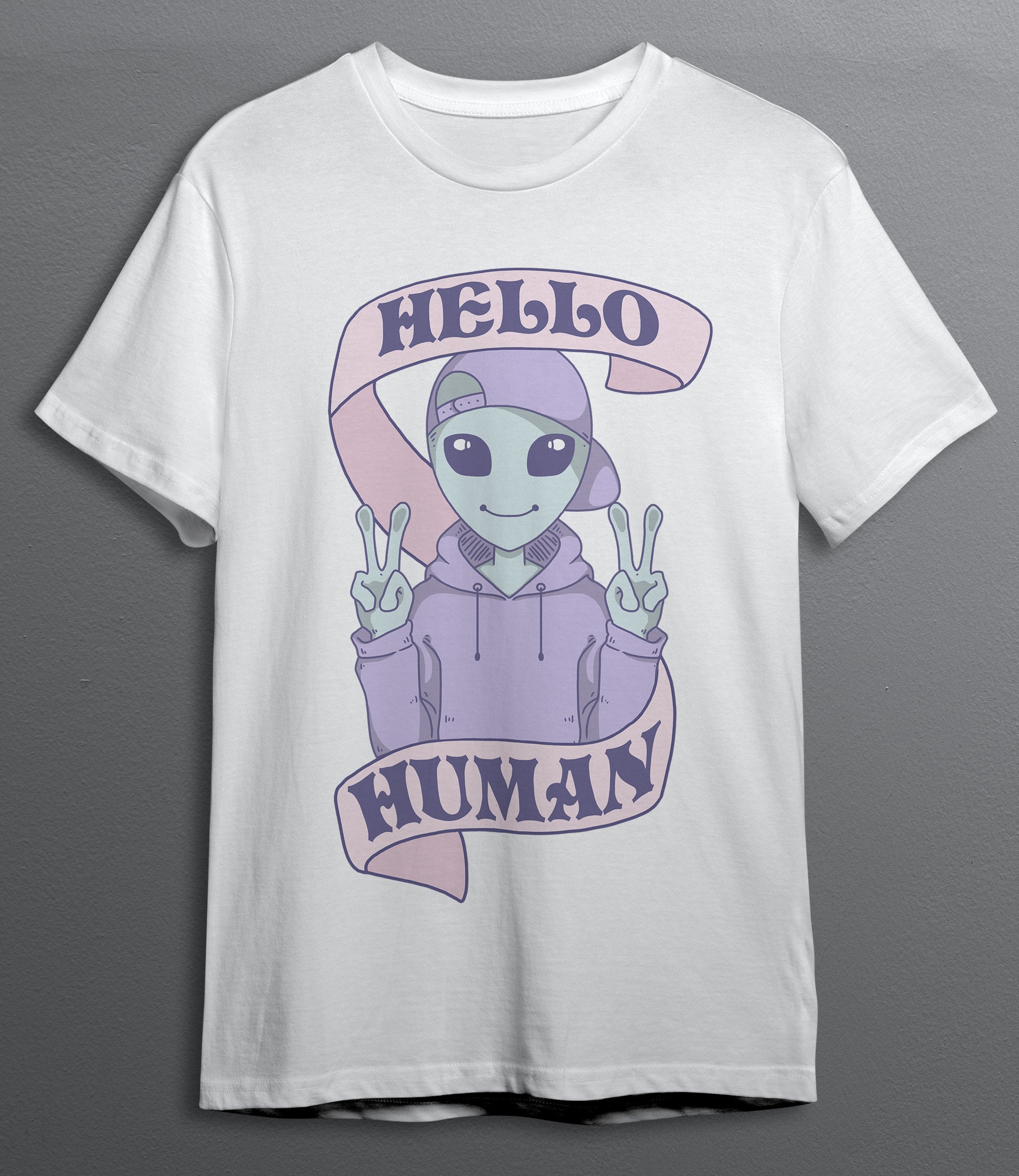 Hello Human Png, Space Green Alien Sublimation Digital Design Download ...