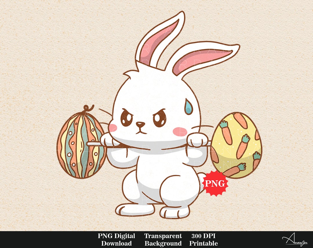 Cute Easter Rabbit Workout PNG, Easter Sublimation Design, Cute Easter ...