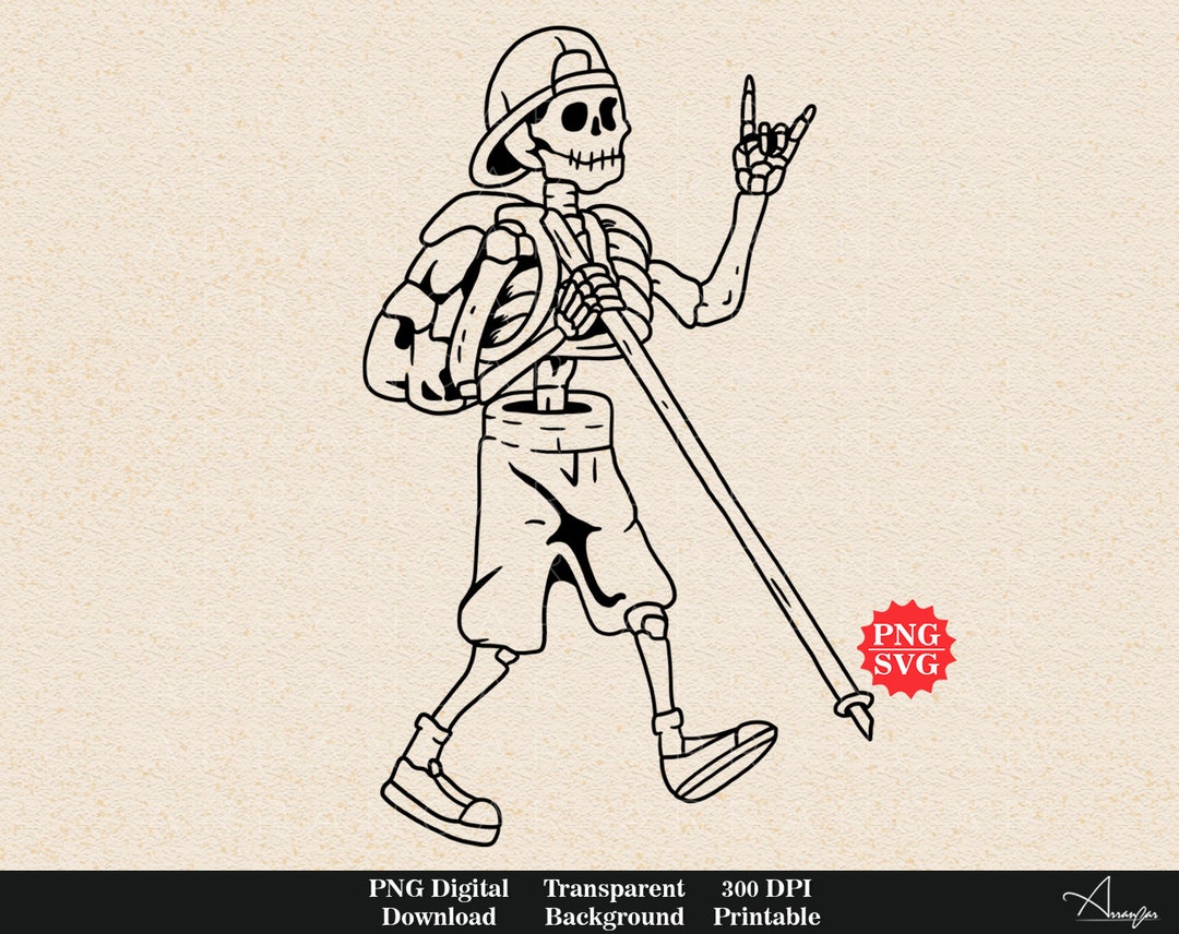 Skeleton Hiking Svg, Retro Skull Hiker Png, Funny Skull Camping Svg ...