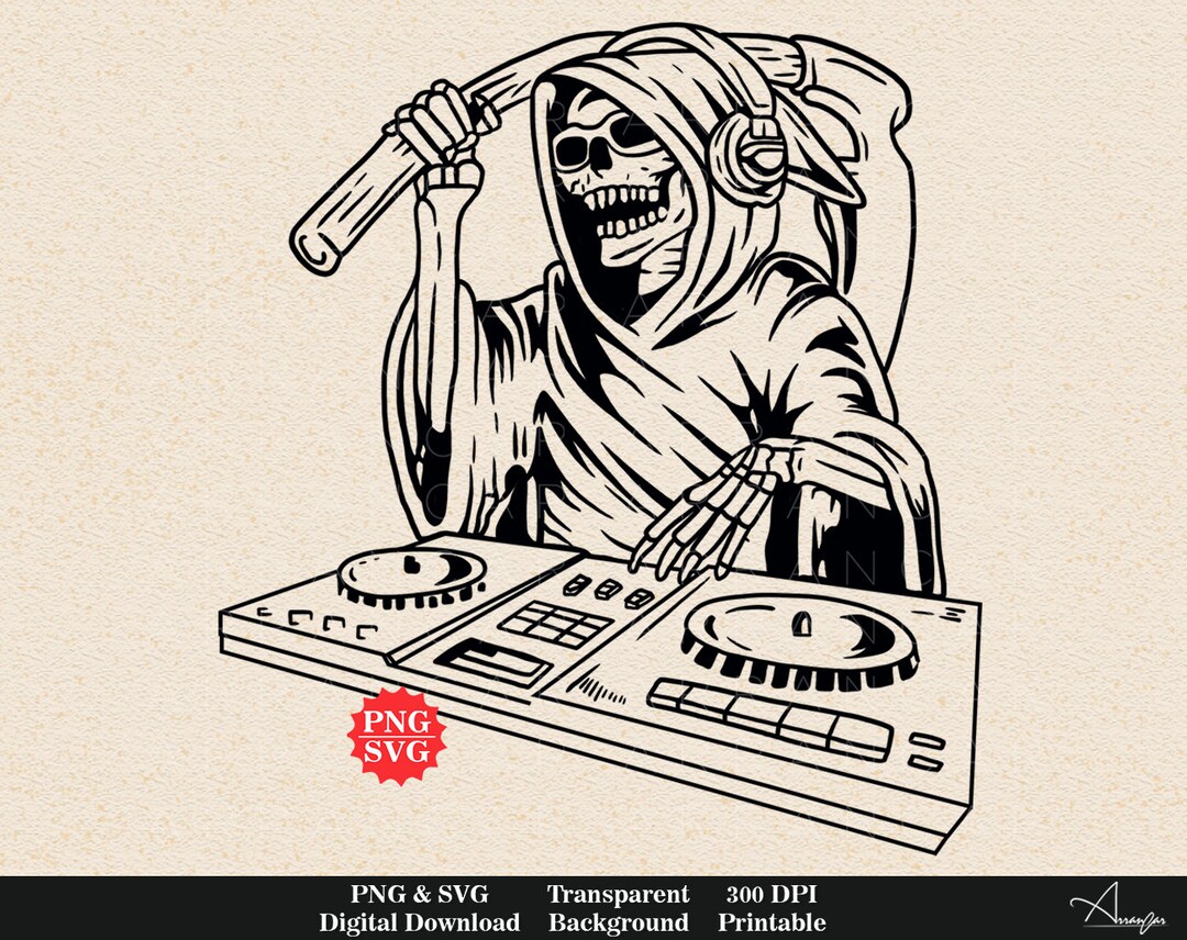 Skeleton Dj Svg, Party Skull Sublimation Design, Skull Mixer Disc ...