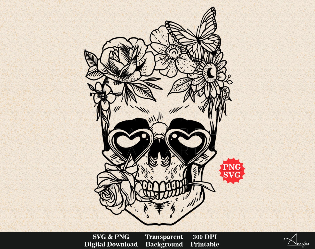 Skull of Love SVG, Skull Valentine's Day Sublimation Digital Design ...