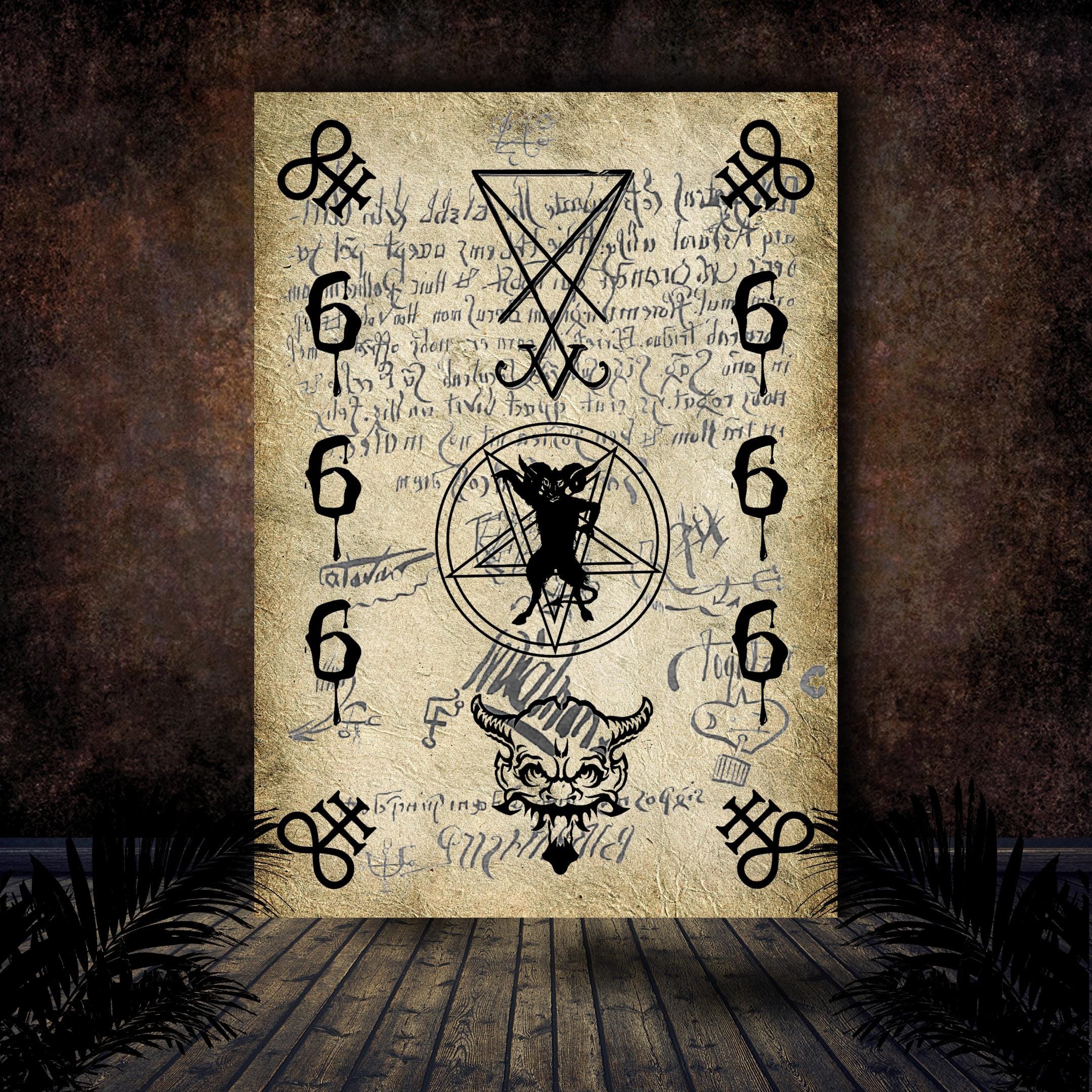 Satanic Satanist Lucifer Sigil Devil Dark Lord Antique Aged Effect ...