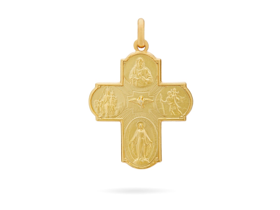 18k Yellow Gold Scapular Cross - Etsy
