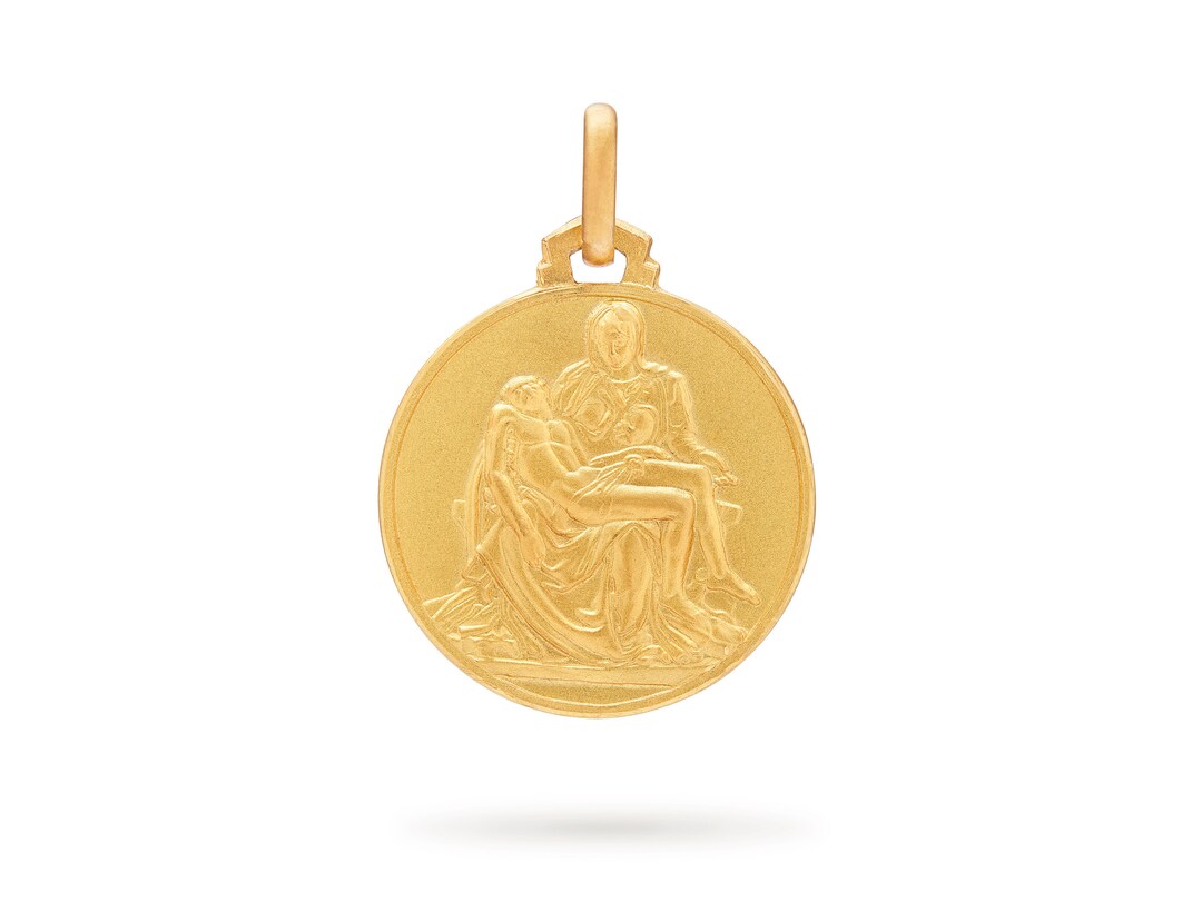 Michelangelo's Pietà 18k Gold Medal - Divine Mystery Inspired - Etsy