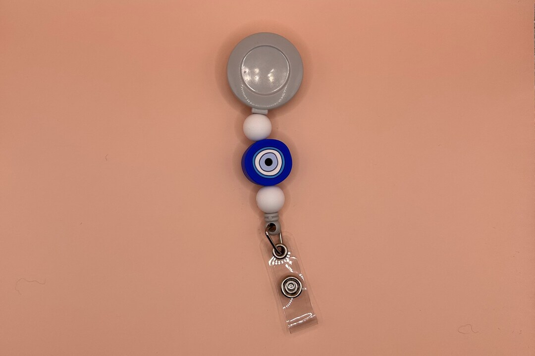 Grey Evil Eye Badge Reel - Etsy