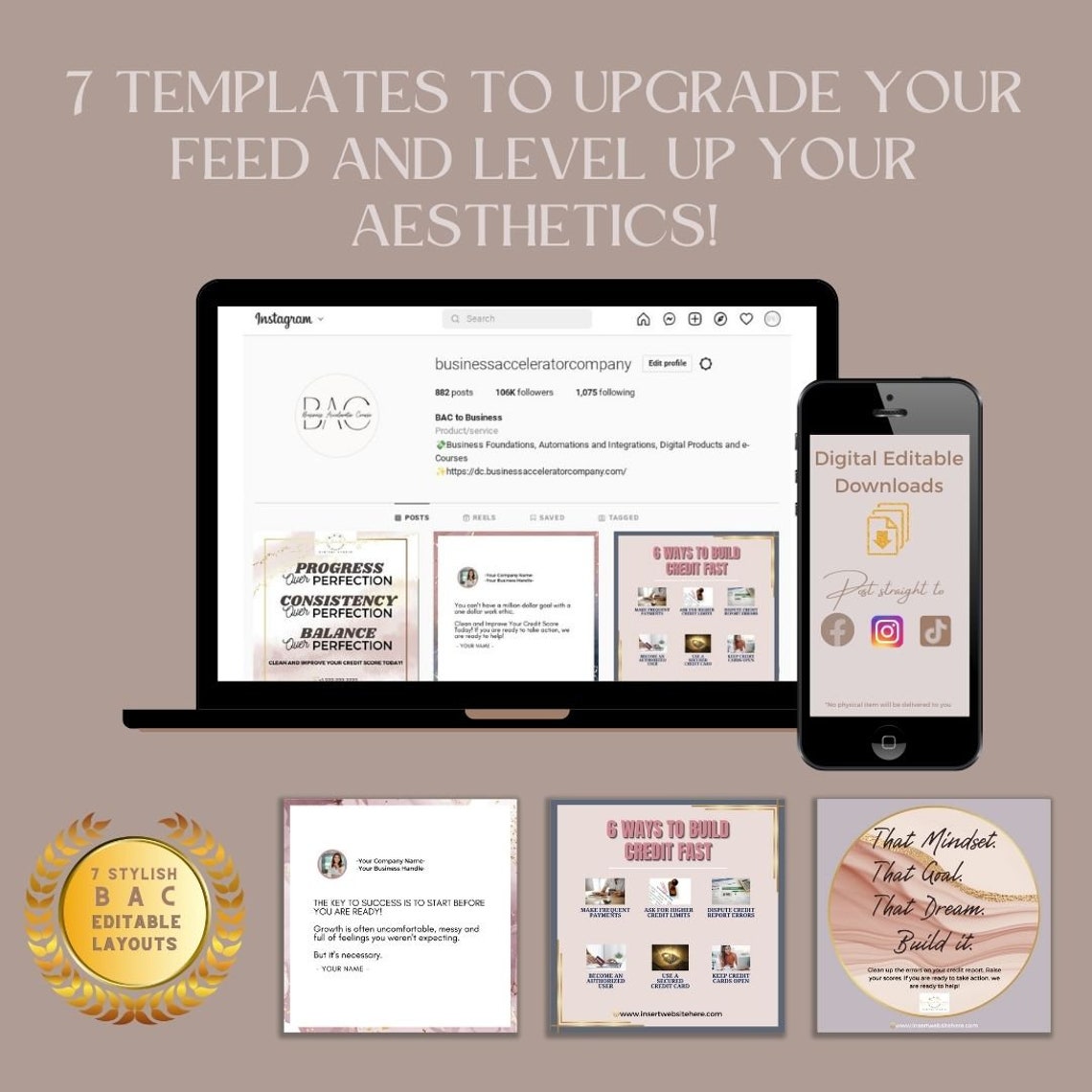 7 Day Social Media Content Templates | Elevate Your Business on FB & IG ...