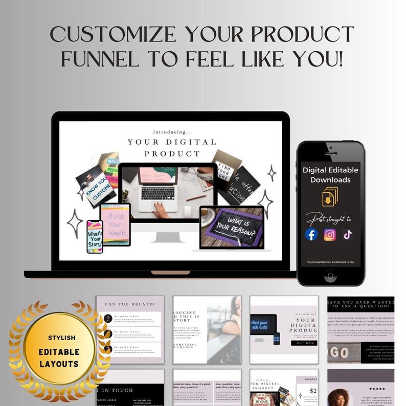 Editable Digital Products Funnels Outline | Canva Template for Success ...